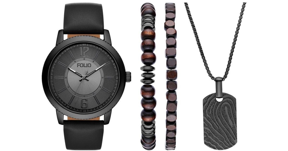 Folio Three Hand Polyurethane Watch in Black for Men | Lyst