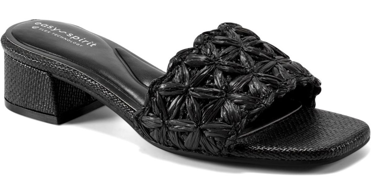 Easy Spirit Rosario Eflex Square Toe Dress Sandals in Black | Lyst