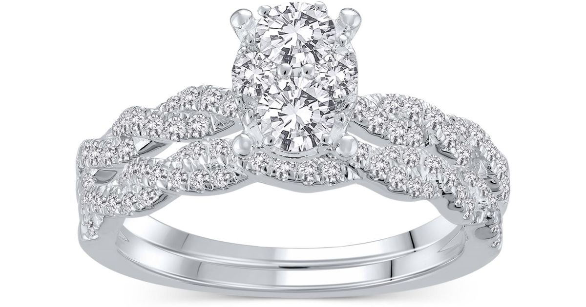 Macy's Diamond Braid-inspired Bridal Set (1 Ct. T.w. in Metallic | Lyst
