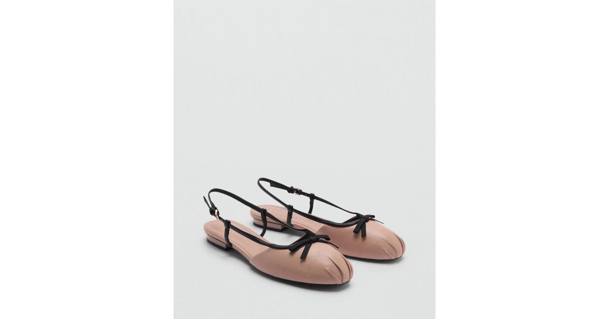 Mango Sling Back Ballerina Shoes in Natural | Lyst