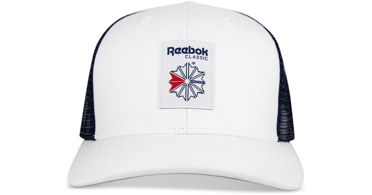 Reebok Union Jack Wheel Canvas & Mesh Trucker Cap in White for Men | Lyst
