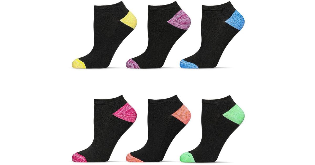 Memoi 6 Pair Pack Spacedye Heel And Toe Half Cushioned Low Cut Socks in ...