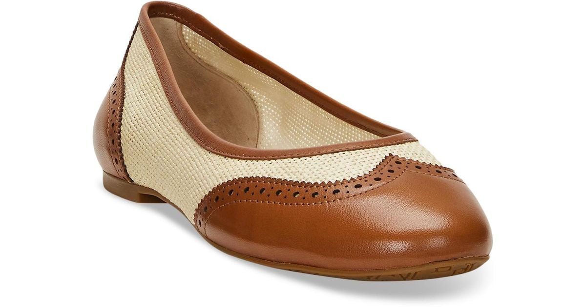 Ralph Lauren Jayna Wingtip Ballet Flats in Brown | Lyst
