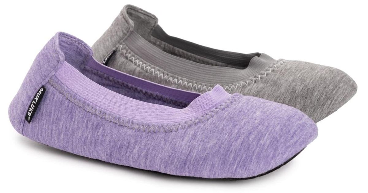 Muk Luks 2 Pair Travel Ballerina Slipper Set in Black | Lyst