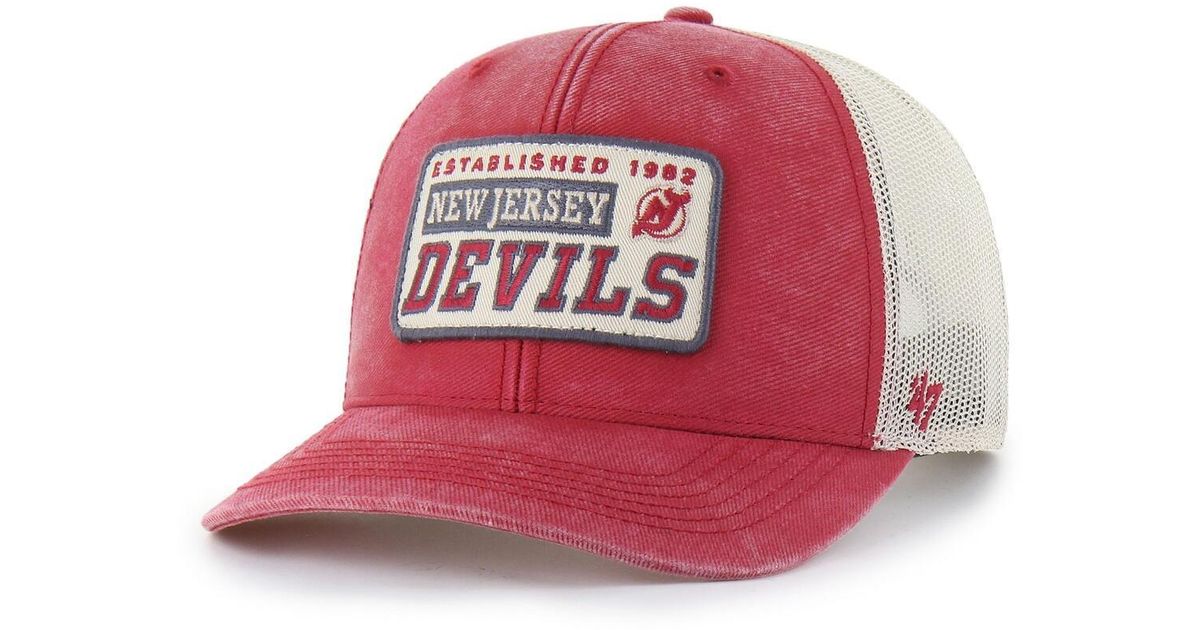 '47 Red New Jersey Devils Canteen Pigment Dyed Patch Trucker Adjustable ...