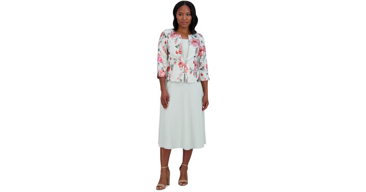 Jessica Howard 2-pc. Floral-print Jacket & Dress Set in Red | Lyst