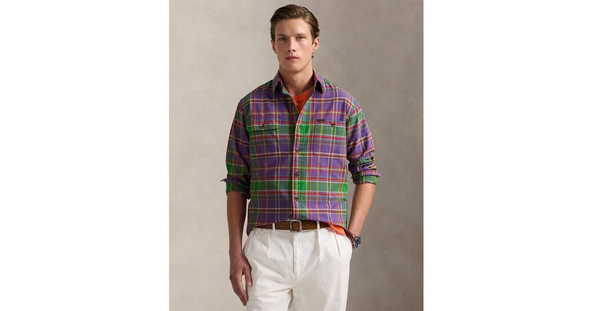 Polo Ralph Lauren Classic-fit Plaid Oxford Workshirt in Brown for Men ...