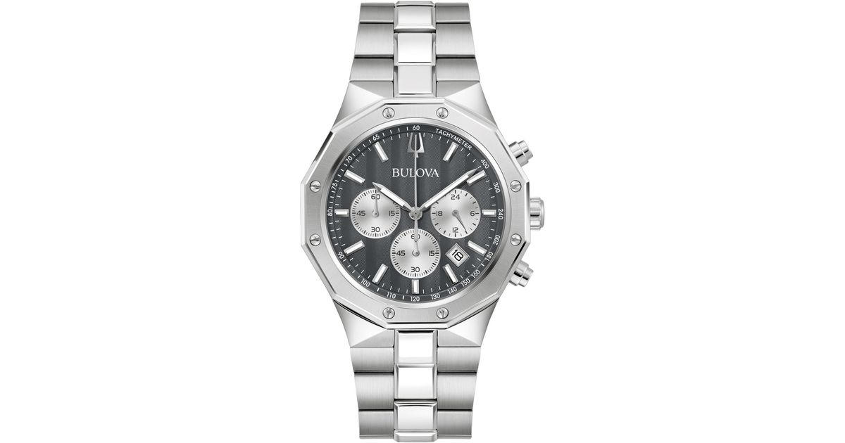 Bulova Prestige Chronograph Stainless Steel Bracelet Watch 40mm in Gray ...