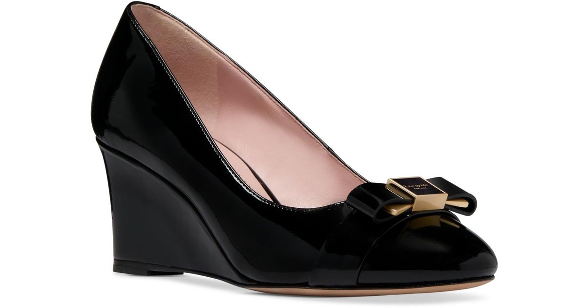 Kate Spade Bowdie Wedge Pumps in Black | Lyst