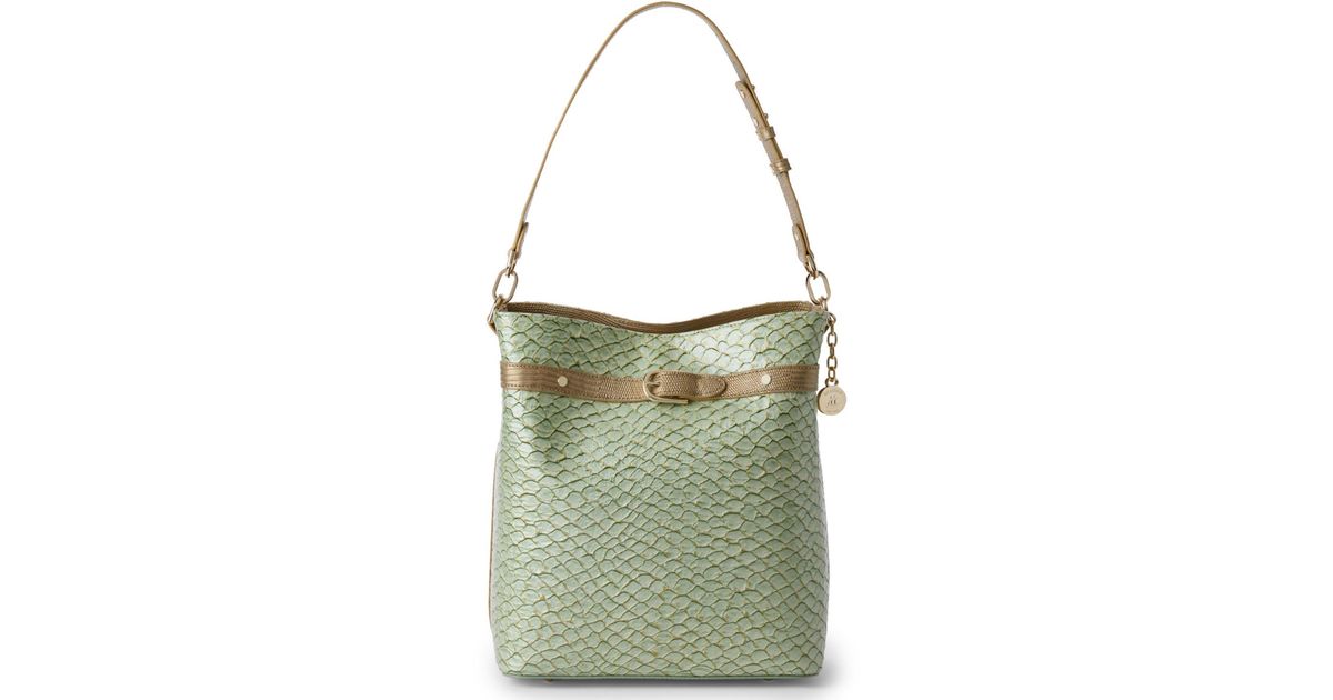 Brahmin Celina Small Leather Bucket Bag in Green | Lyst