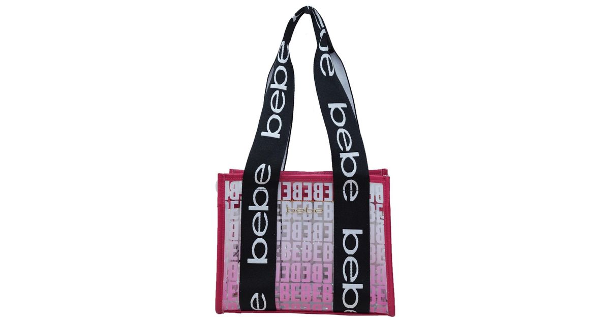 Bebe Hana Clear Monogram Mini Satchel Bag in Purple | Lyst