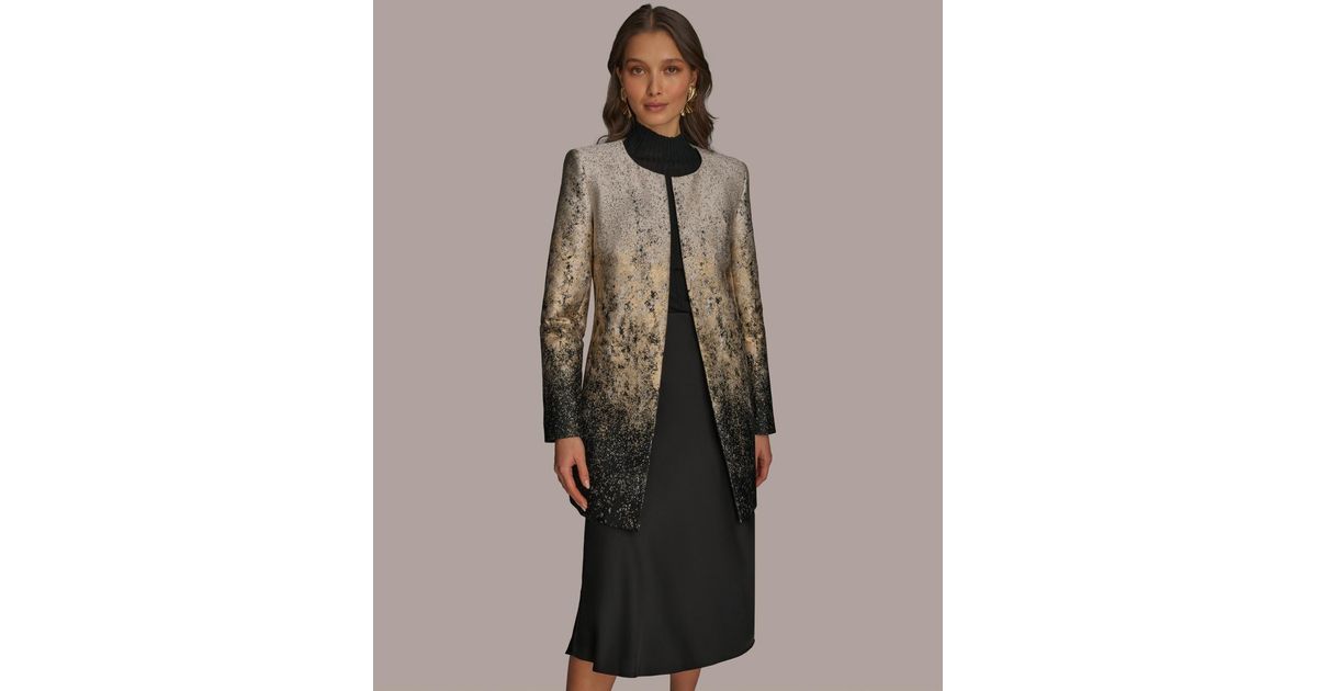 Donna Karan Metallic Ombre Open-front Topper Jacket in Brown | Lyst