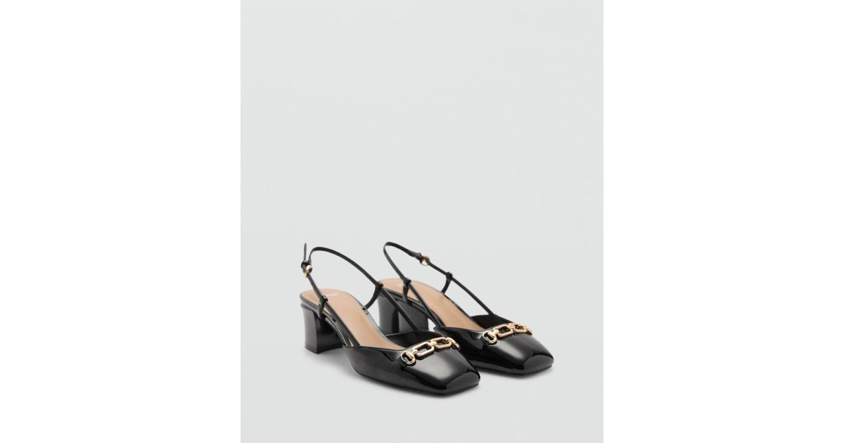 Mango Link Detail Heeled Shoes in Metallic | Lyst