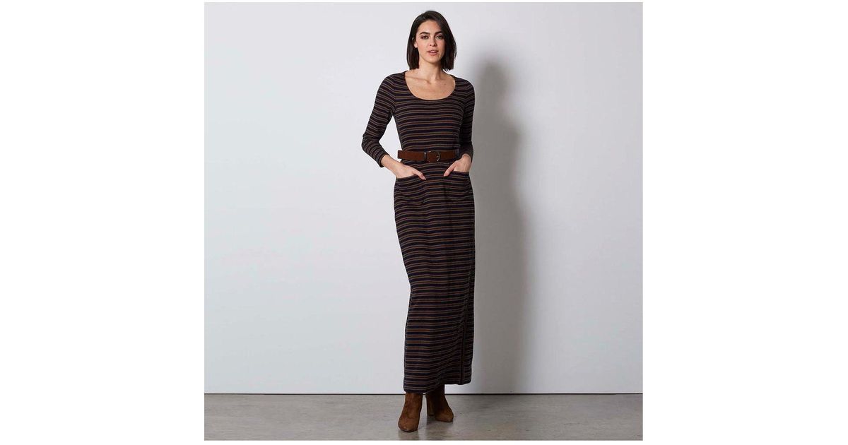 Etcetera E3 By Striped Knit Maxi Dress Parallel | Lyst