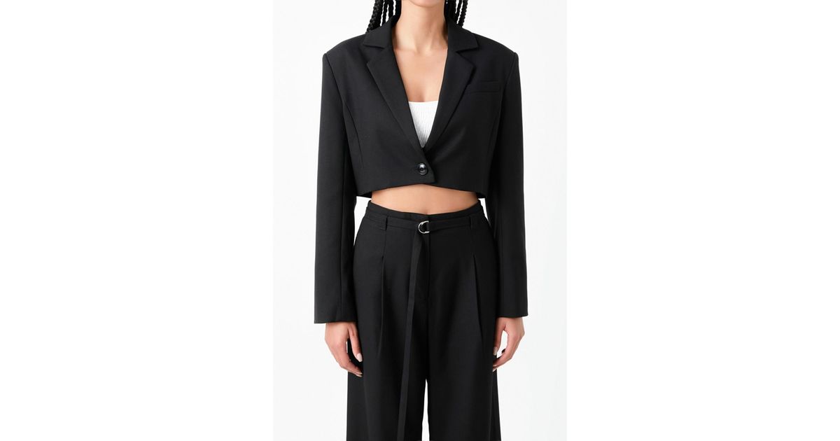 Grey Lab Oversized Cropped Blazer in Black | Lyst