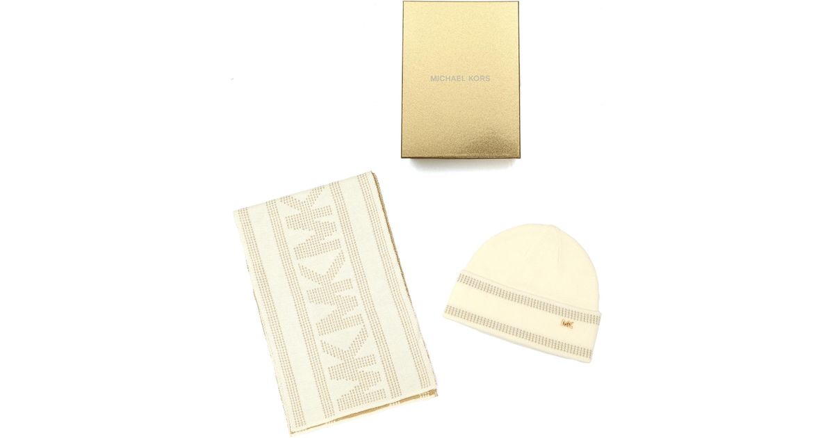 Michael Kors Michael Signature 2-piece Mk Sport Tape Cuff Beanie And ...