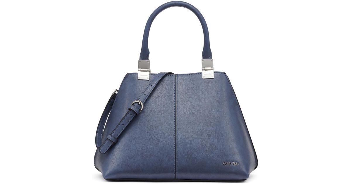 Calvin Klein Granite Convertible Satchel in Blue | Lyst