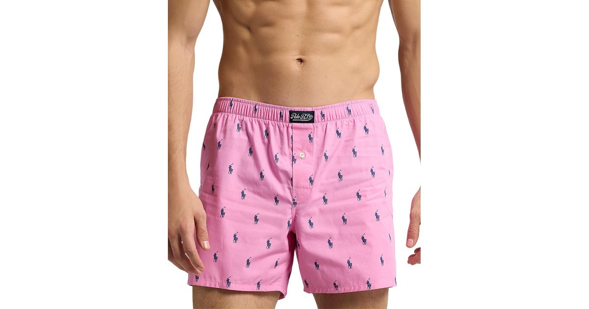 Polo Ralph Lauren Allover Pony Woven Boxers in Pink for Men | Lyst