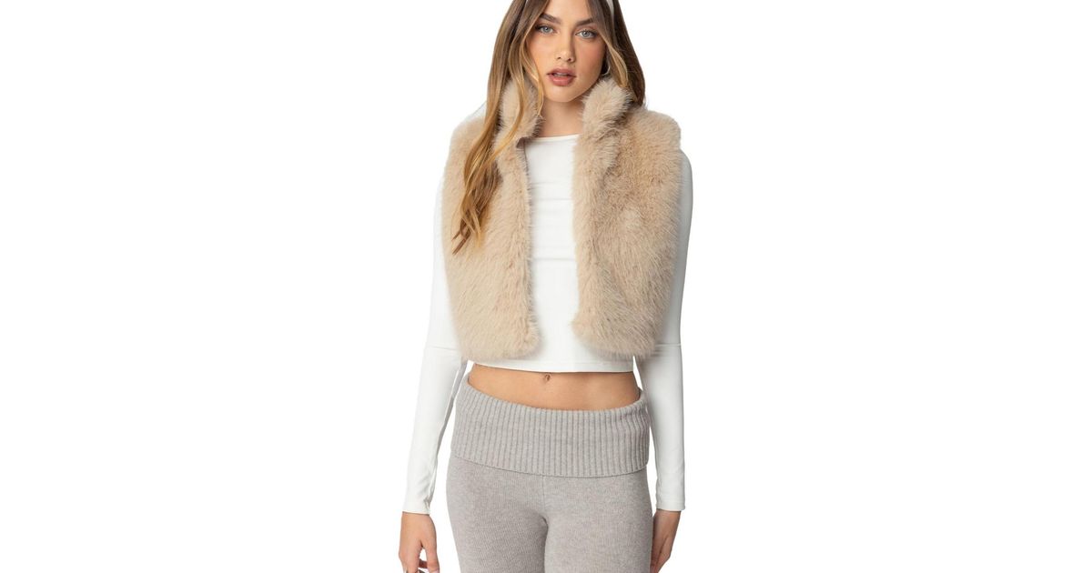 Edikted Cassandra Faux Fur Vest in White | Lyst