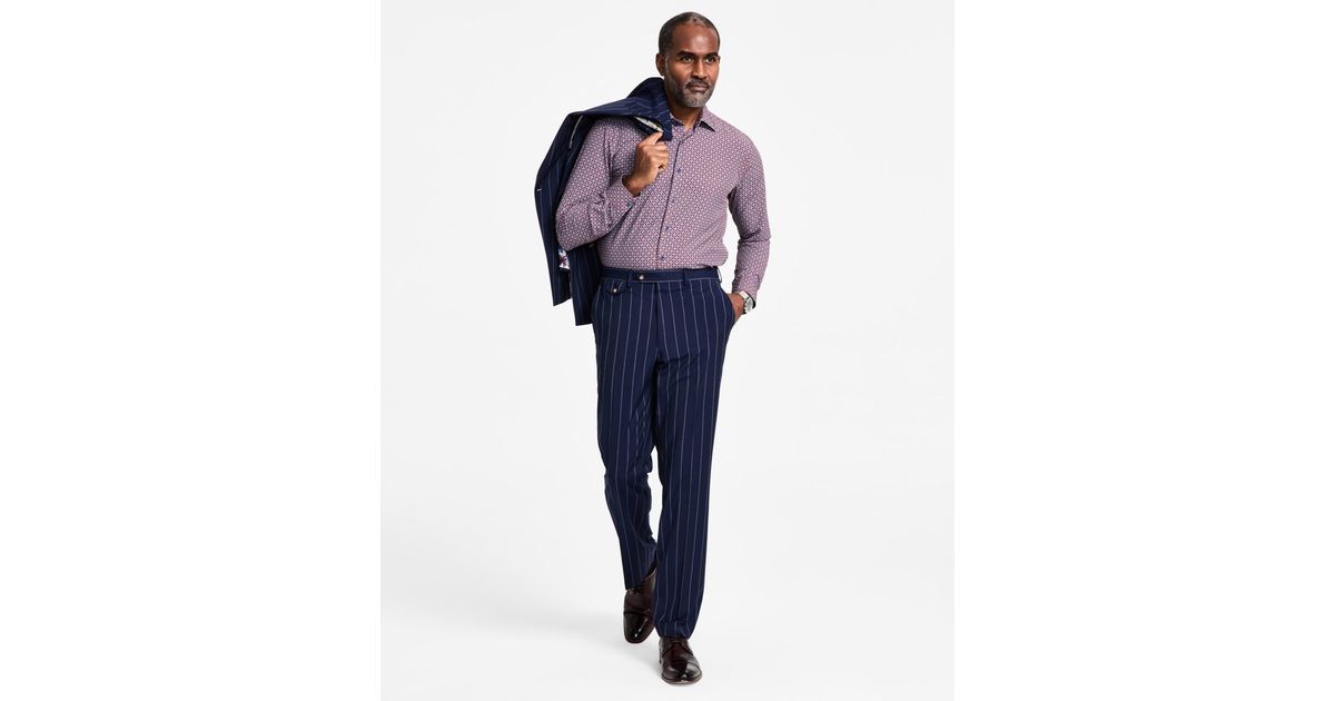 Tayion Collection Regular-fit Pinstripe Suit Pants in Blue for Men | Lyst