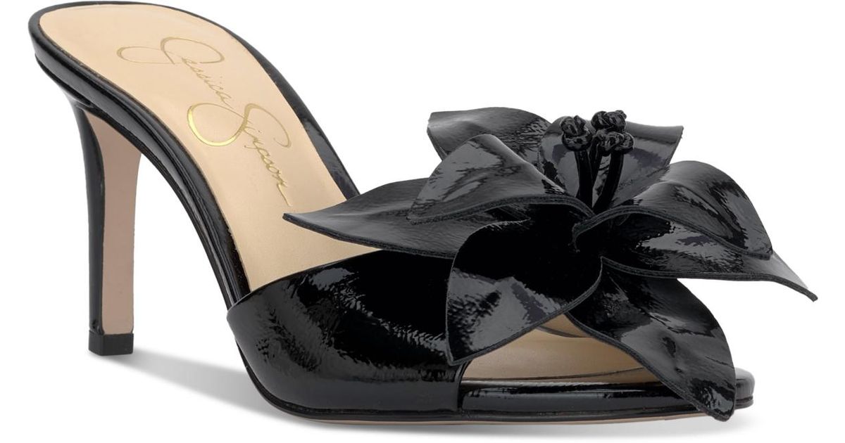 Jessica Simpson Percia Flower High-heel Dress Mules in Black | Lyst