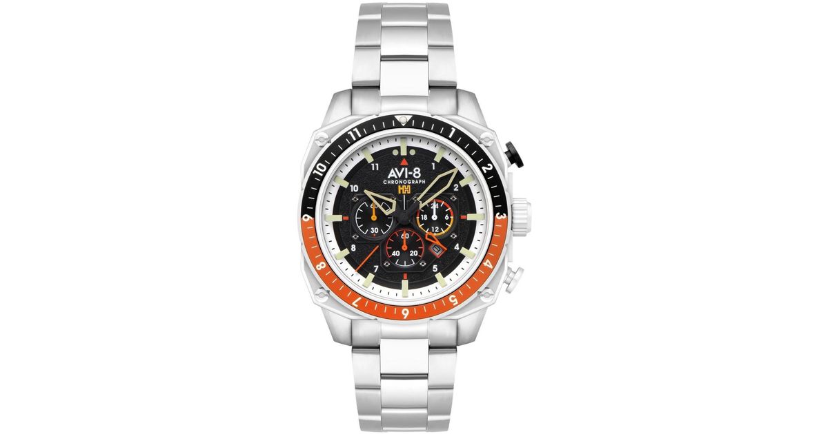 AVI-8 Hawker Hunter Atlas Dual-time Chronograph Solid Stainless Steel ...