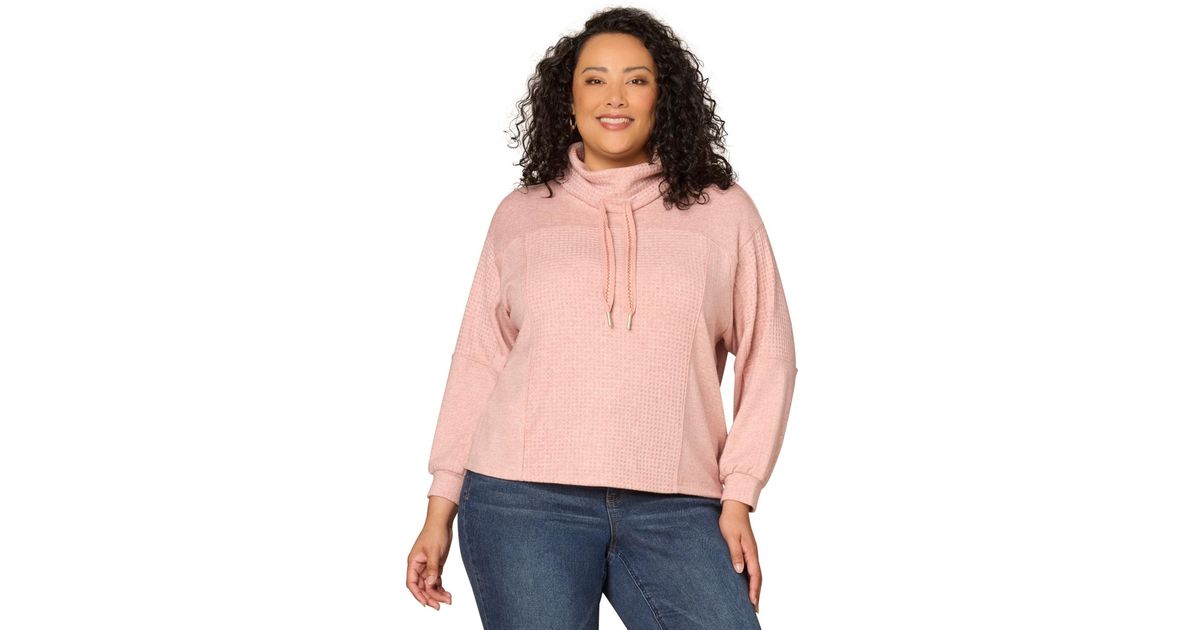 Democracy Plus Size Cowl Neck Top in Pink | Lyst