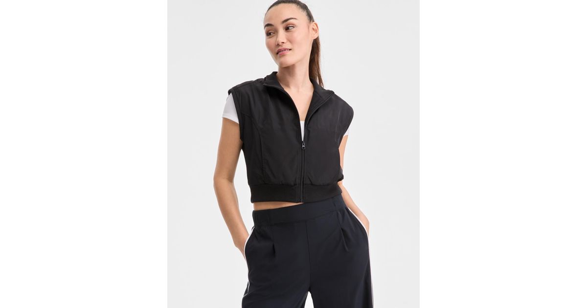 ID Ideology Woven Piped Cropped Vest in Black | Lyst