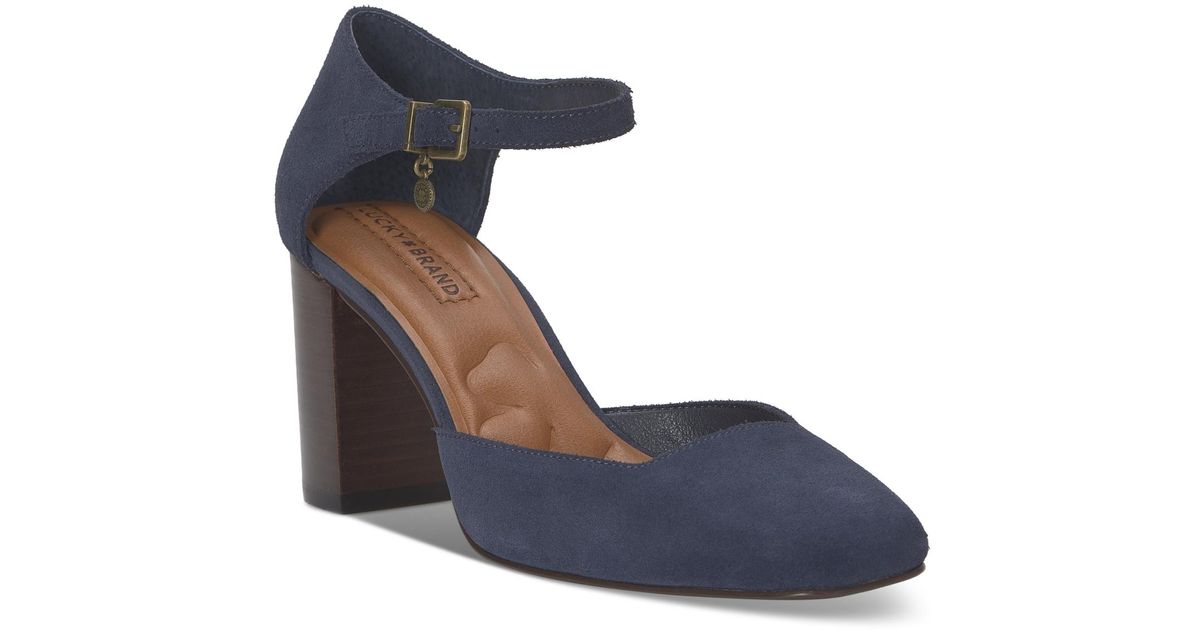 Lucky Brand Kanira Square-toe Stacked Heel Pumps in Blue | Lyst