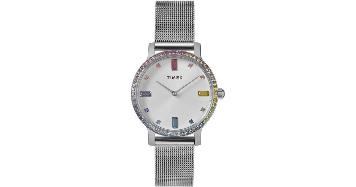 Timex Analog Silver-tone Stainless Steel Watch in Gray | Lyst