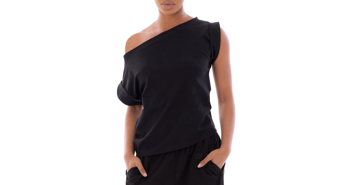 DAI MODA Femi Off Shoulder Top in Black | Lyst