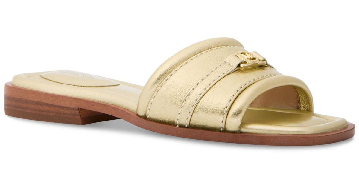 Michael Kors Michael Mandy Slide Sandals in White | Lyst
