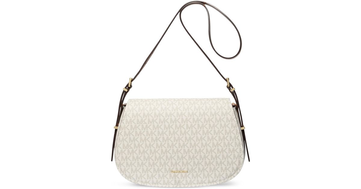 Michael Kors Michael Lydia Small Monogram Flap Messenger in Gray | Lyst