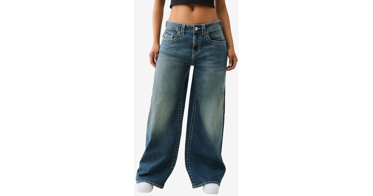 True Religion Jessie Wing baggy Big T Flap Jeans in Blue | Lyst