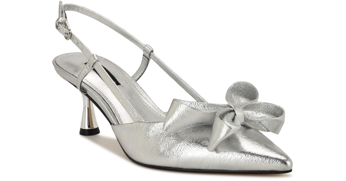 Nine West Raska Pointy Toe Slingback Dress Pumps in White | Lyst