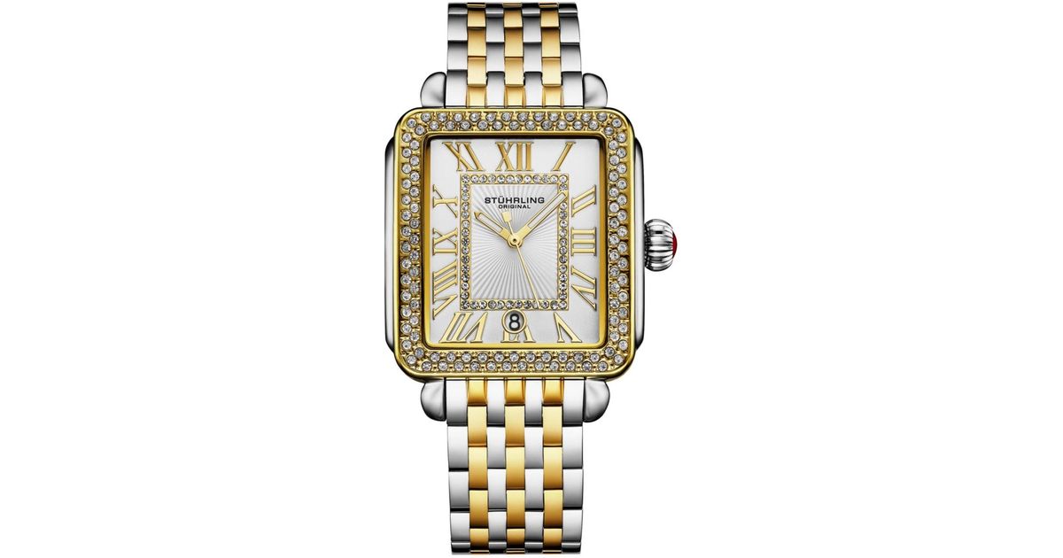 Stuhrling S Vivreluxe 34mm Rectangle Quartz Watch in Metallic | Lyst