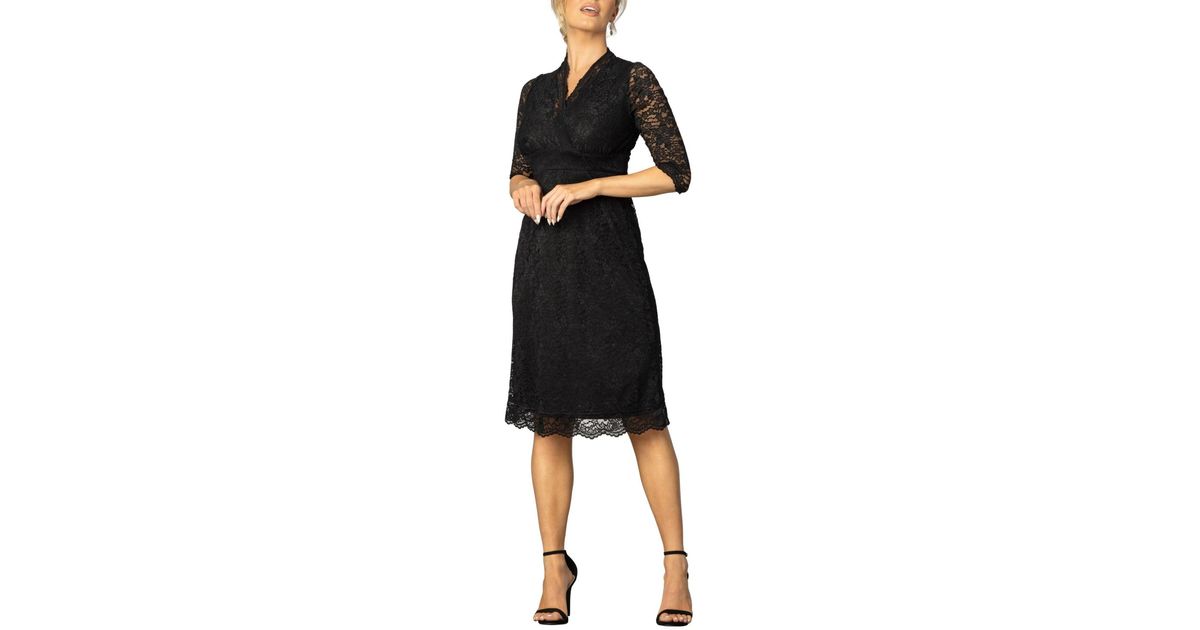 Kiyonna Scalloped Boudoir Lace Cocktail Dress In Black Lyst