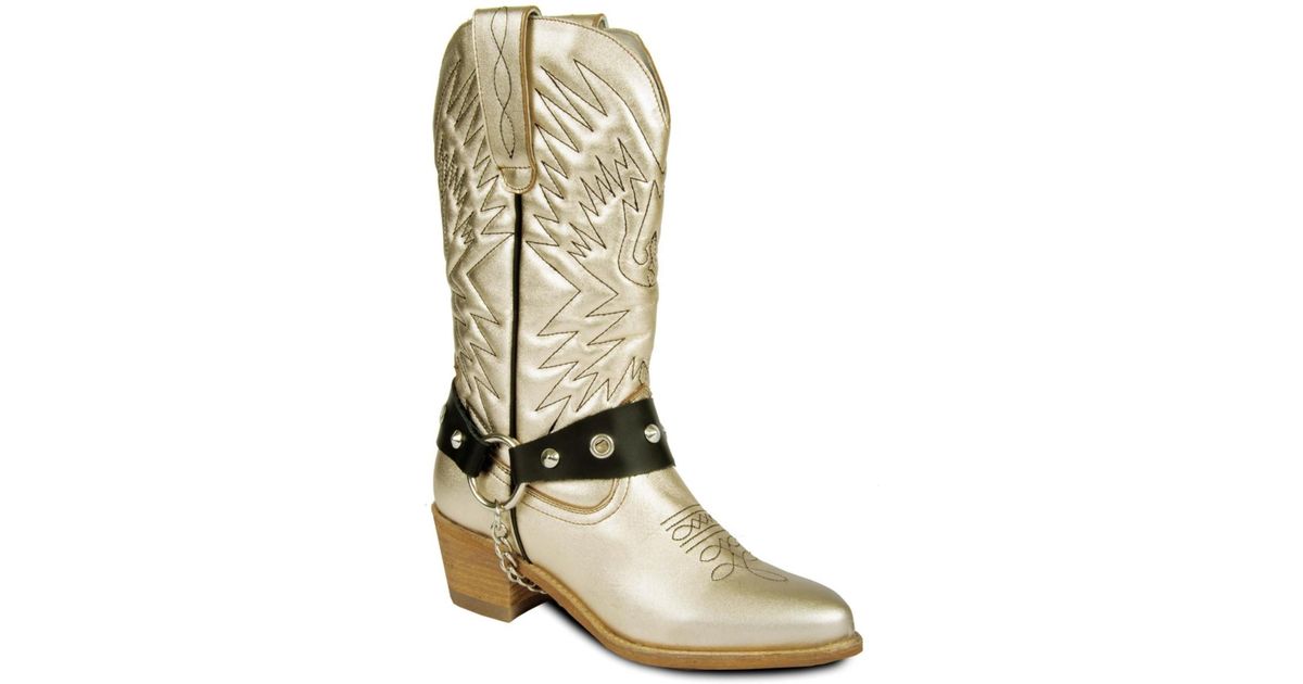 Urbnkicks Cowboy Leather Boots By Urbn Kicks in Natural | Lyst