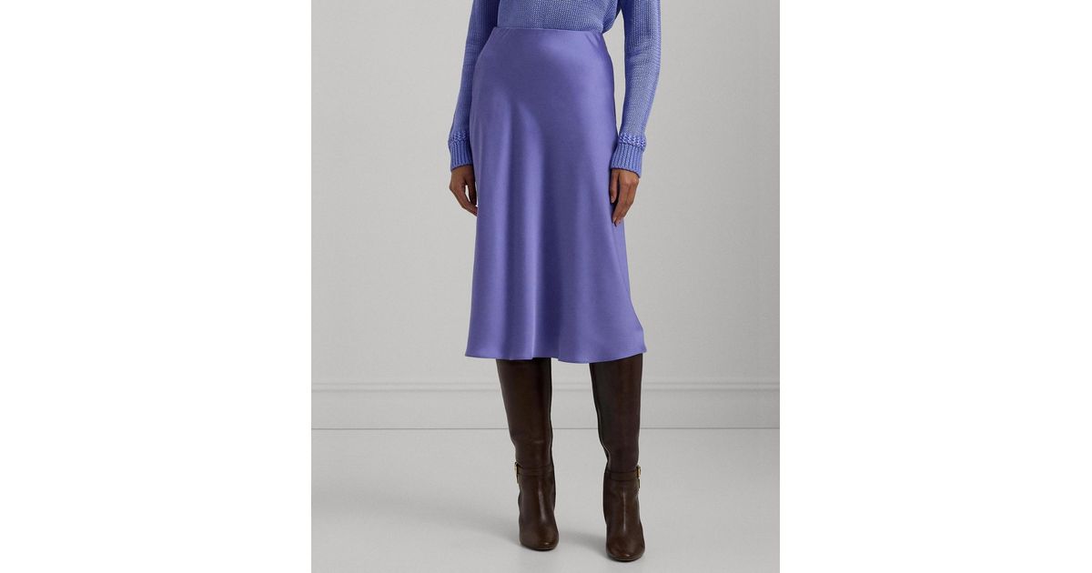 Ralph Lauren Charmeuse Midi Skirt in Purple | Lyst