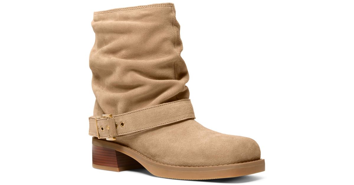 Michael Kors Michael Colby Square Toe Flat Booties in Natural | Lyst
