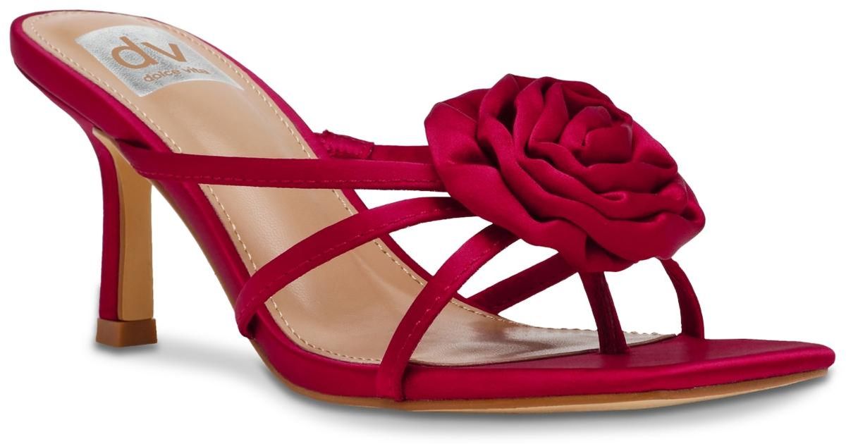 Dolce Vita Zelly Strappy Rose Slide Dress Sandals in Red | Lyst