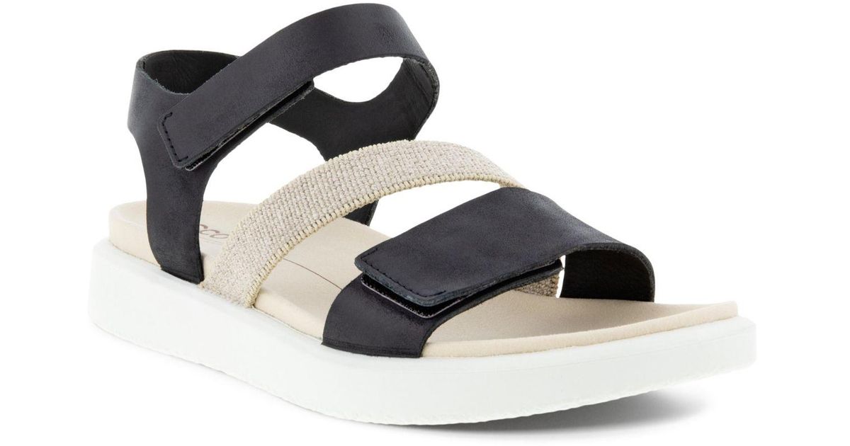 Ecco Flowt 2 Band Sandals in Black | Lyst
