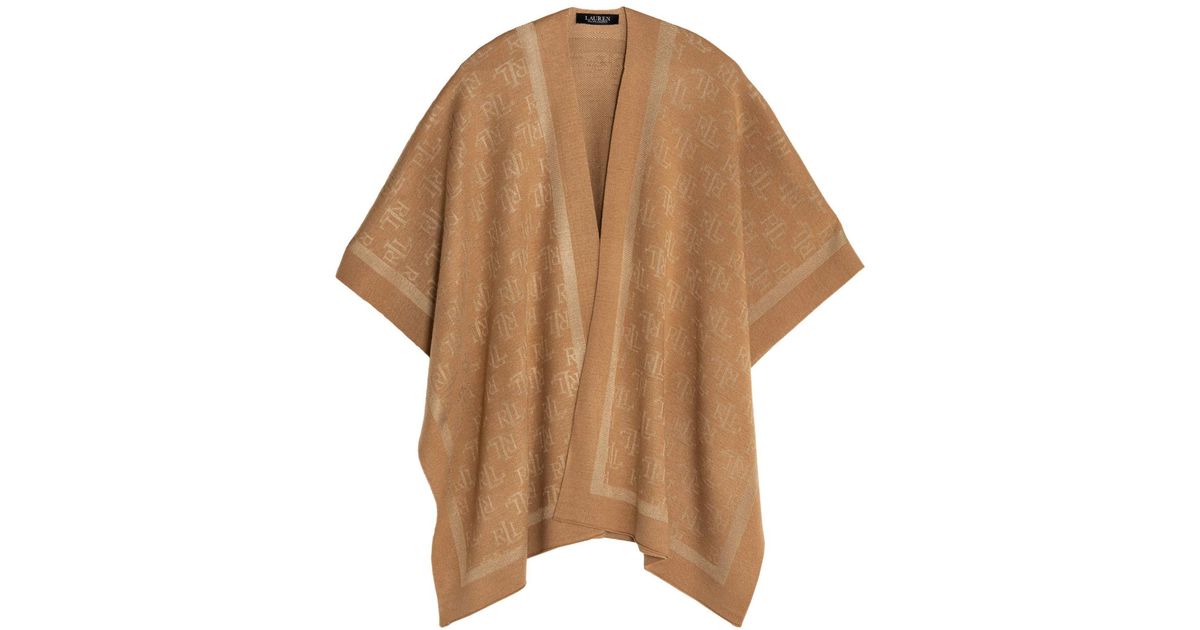 Ralph Lauren Matte Shine Logo Ruana in Brown | Lyst