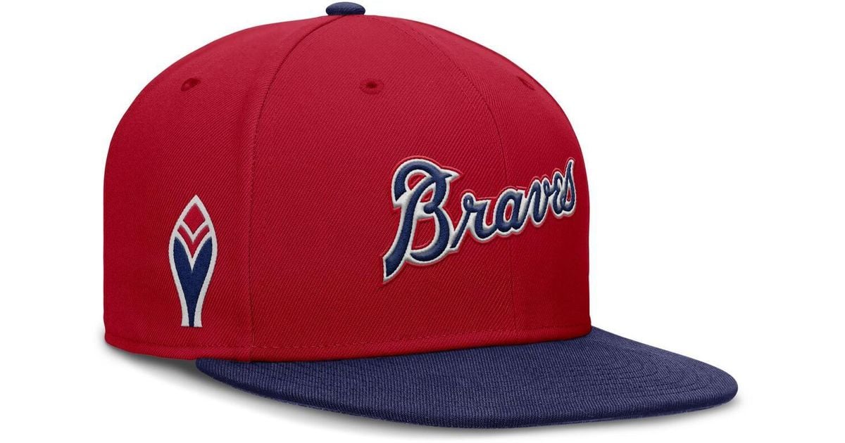 Nike Atlanta Braves True Performance Fitted Hat in Red for Men | Lyst