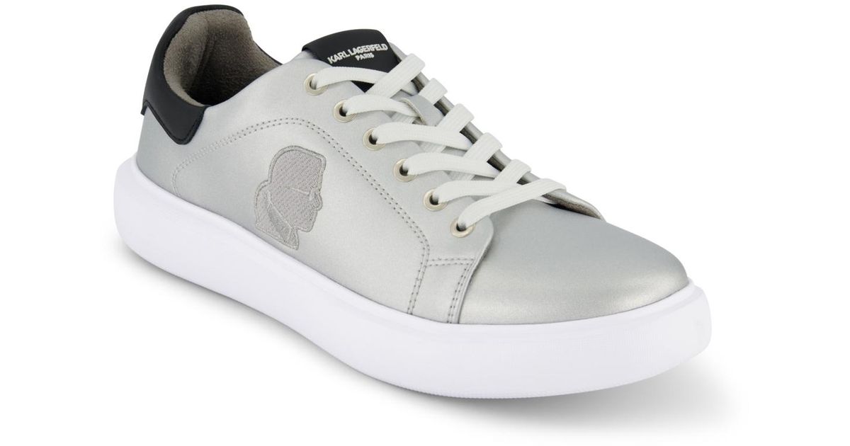 Karl Lagerfeld Embroidered Karl Head Profile Sneakers in White for Men ...