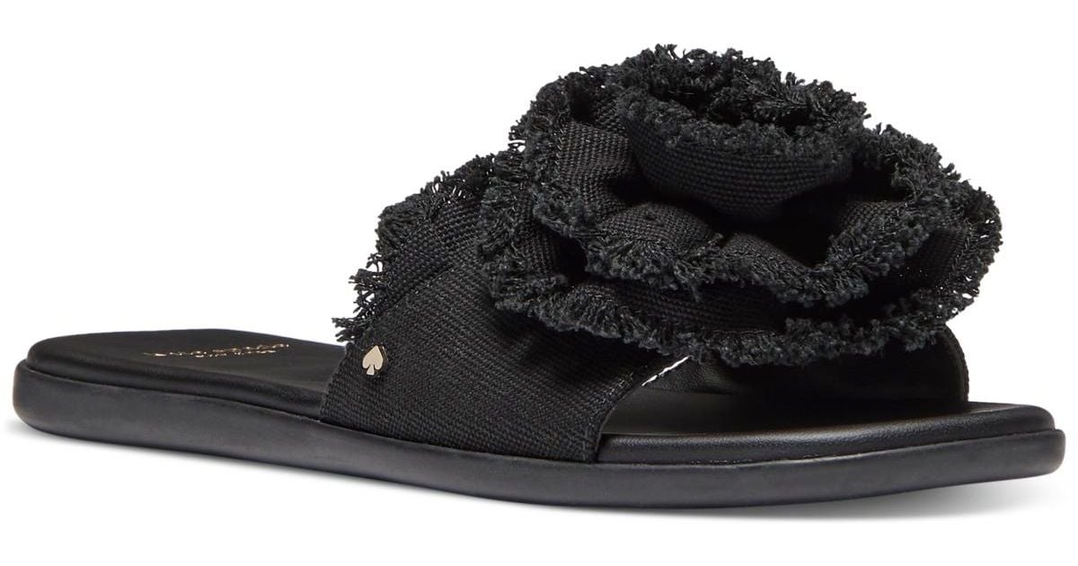 Kate Spade Flourish Flat Sandals in Black | Lyst