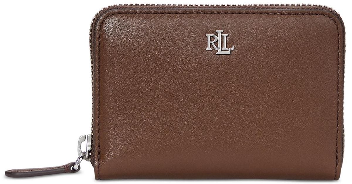 Ralph Lauren Full-grain Leather Small Zip Continental Wallet in Brown ...