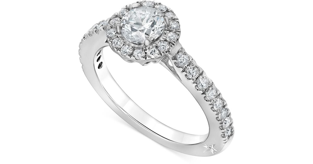 Macy's Diamond Halo Engagement Ring (1-1/4 Ct. T.w. in Metallic | Lyst