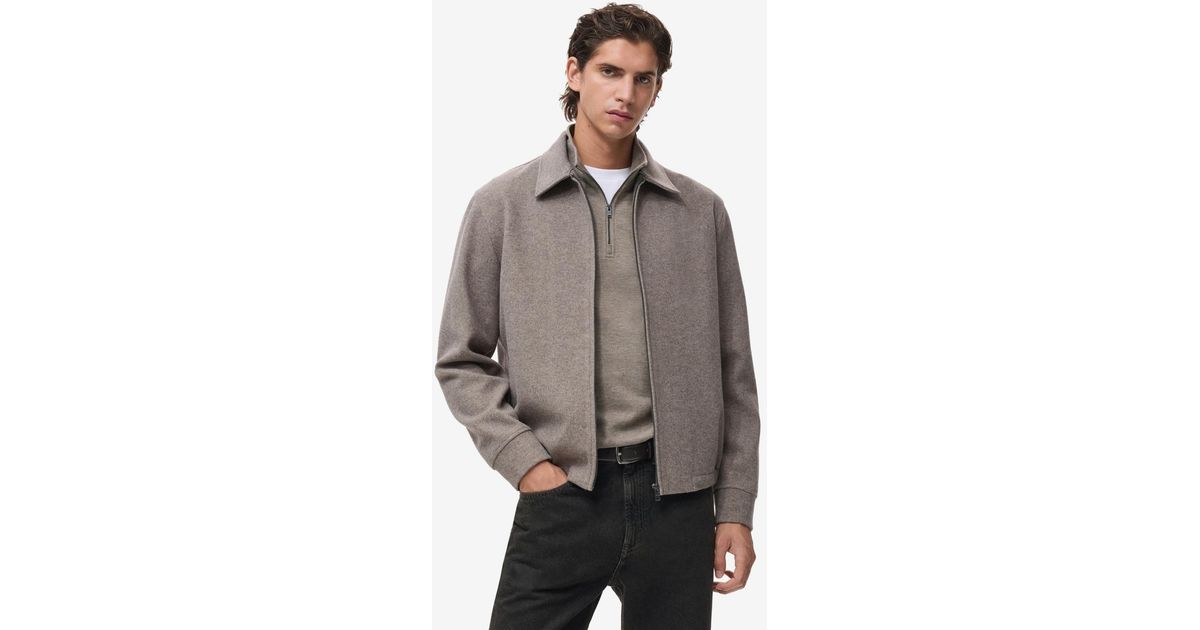 Mango Zipper Wool Jacket in Gray for Men | Lyst