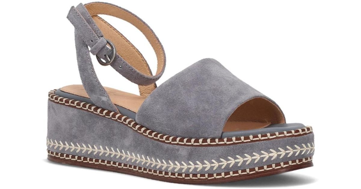Frye Joy Ankle Strap Platform Wedge Sandals in Metallic | Lyst